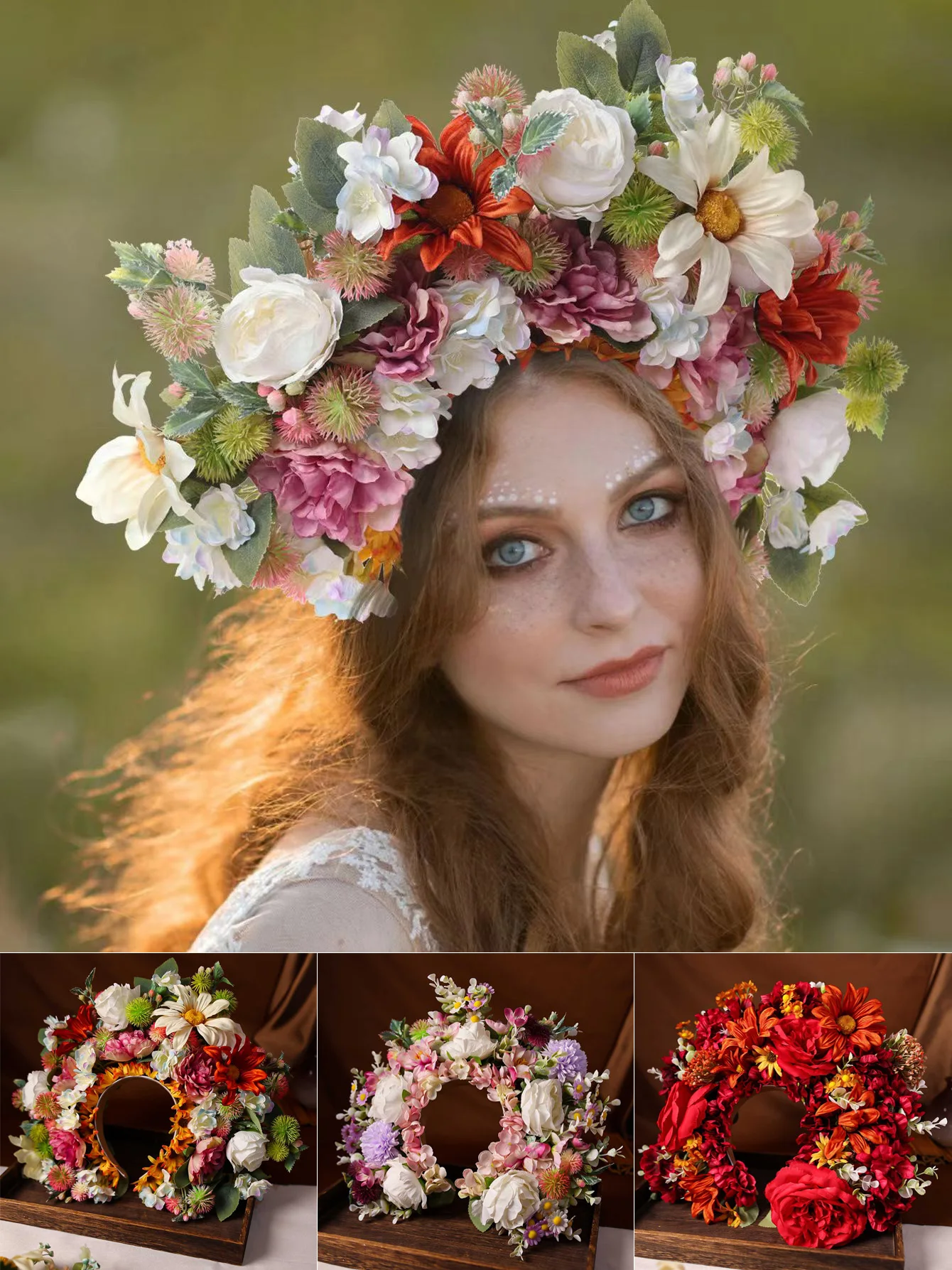 Women-Head-Dress-Colorful-Flower-Headband-Hair-Wreath-Wedding-Party ...