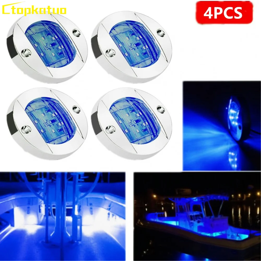 4PCS 3Inch Round Marine Boat LED Light Chrome Navigation Light for ...