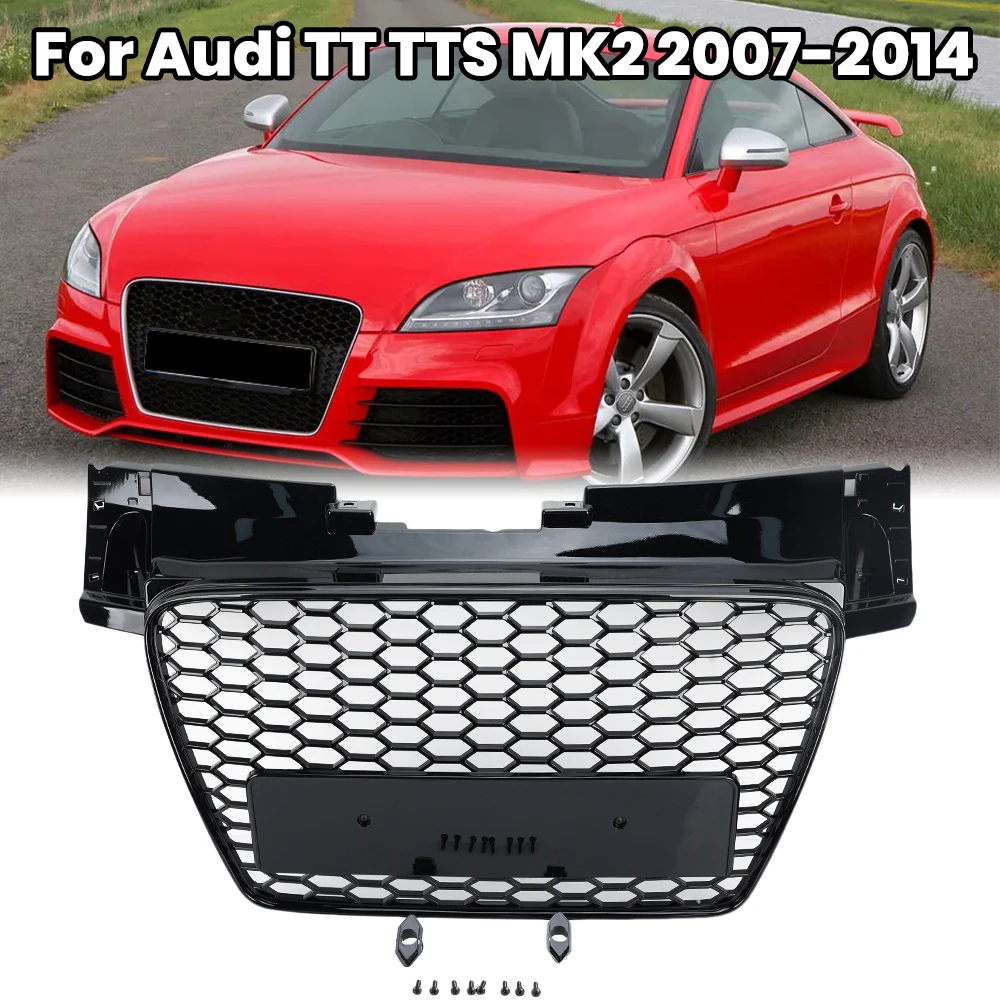 Front Bumper Center Grille For Audi TT TTS MK2 2007 to 2014 Gloss Black ...