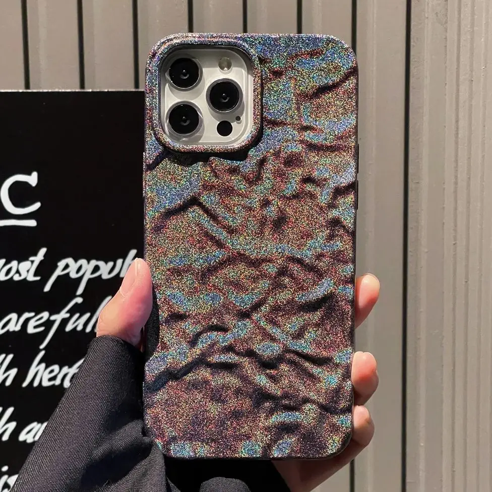 3D-Dream-Shell-Foil-Laser-Glitter-Black-Phone-Case-for-iPhone-15-11-12 ...