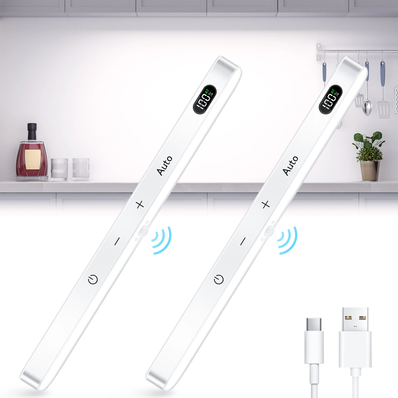 WILLED-Under-Cabinet-Lights-Rechargeable-Battery-Display-60-LED-Touch ...