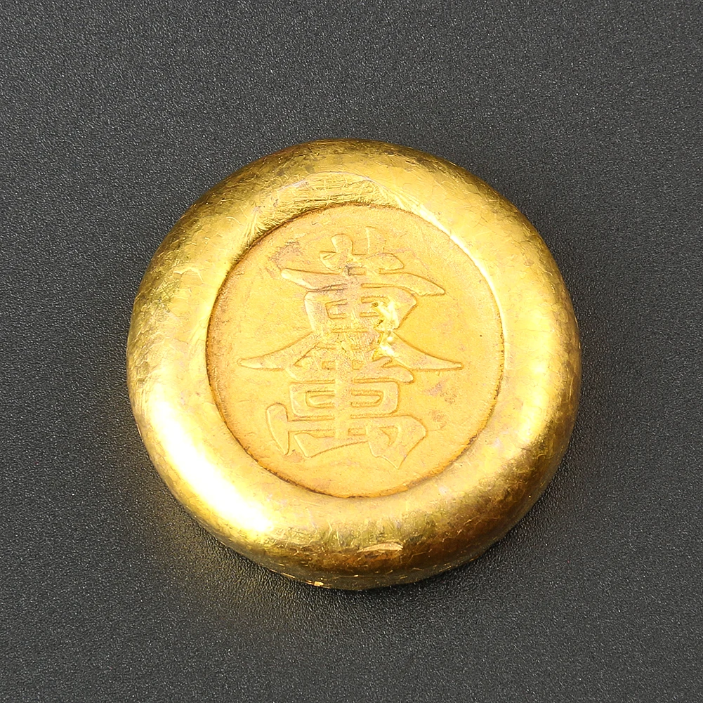 Solid Brass Plated Gold Ingot Paperweight Feng Shui Lucky Fortune Metal ...