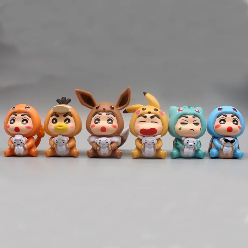 6pcs-Crayon-Shin-Chan-Anime-Figure-Cos-Pokemon-Pikachu-Psyduck-Squirtle ...