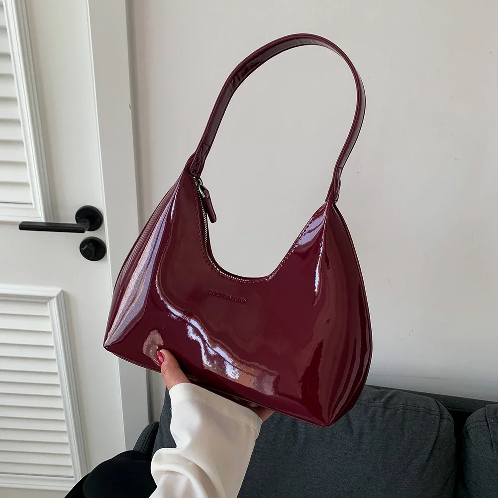 Designer-Retro-Wine-Red-Shoulder-Bags-for-Women-s-Patent-Leather ...