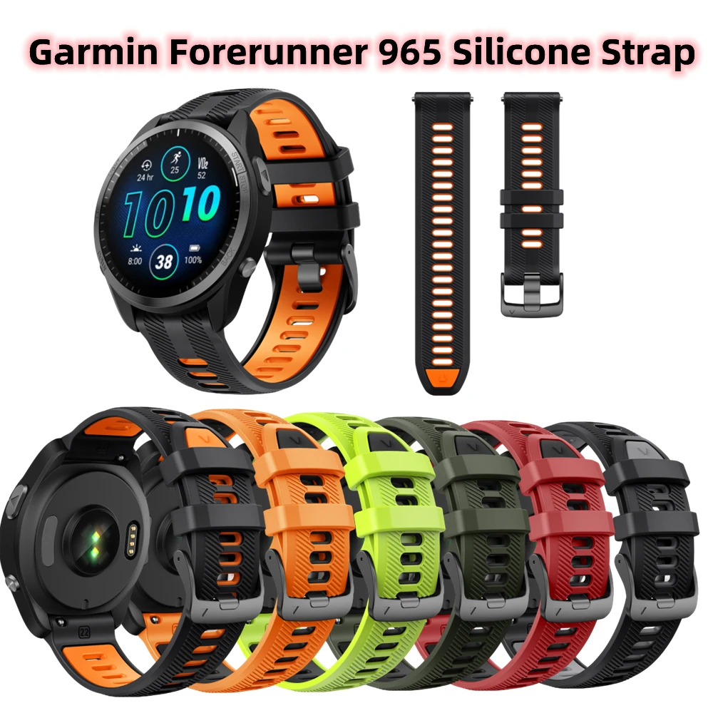 22mm-Double-Color-Silicone-Band-Easy-Fit-Strap-For-Garmin-Forerunner ...