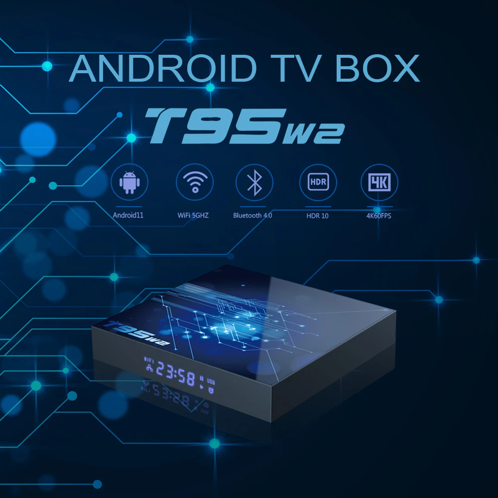 Boîtier TV T95 W2,Android 11,16 Go-32 Go-64 Go,2.4 Go,5G,lecteur multimédia décodeur 4K,avec ...