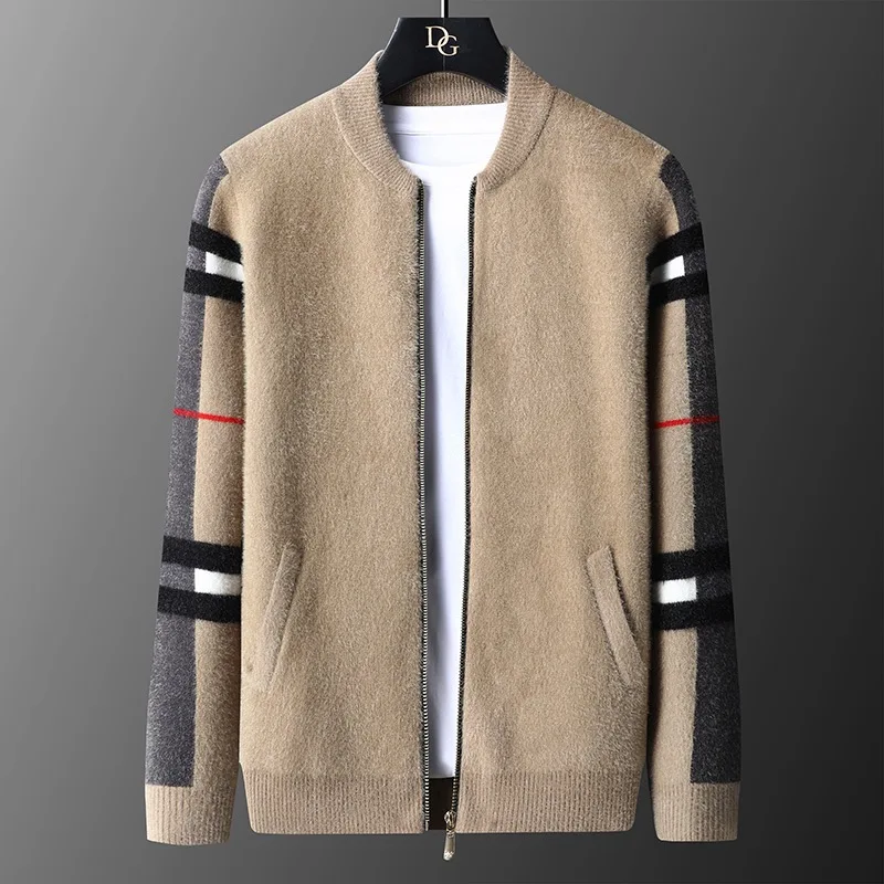 Luxury-high-end-brand-knitted-jacket-men-s-fashion-stripe-casual-sweater-cardigan-autumn-and ...
