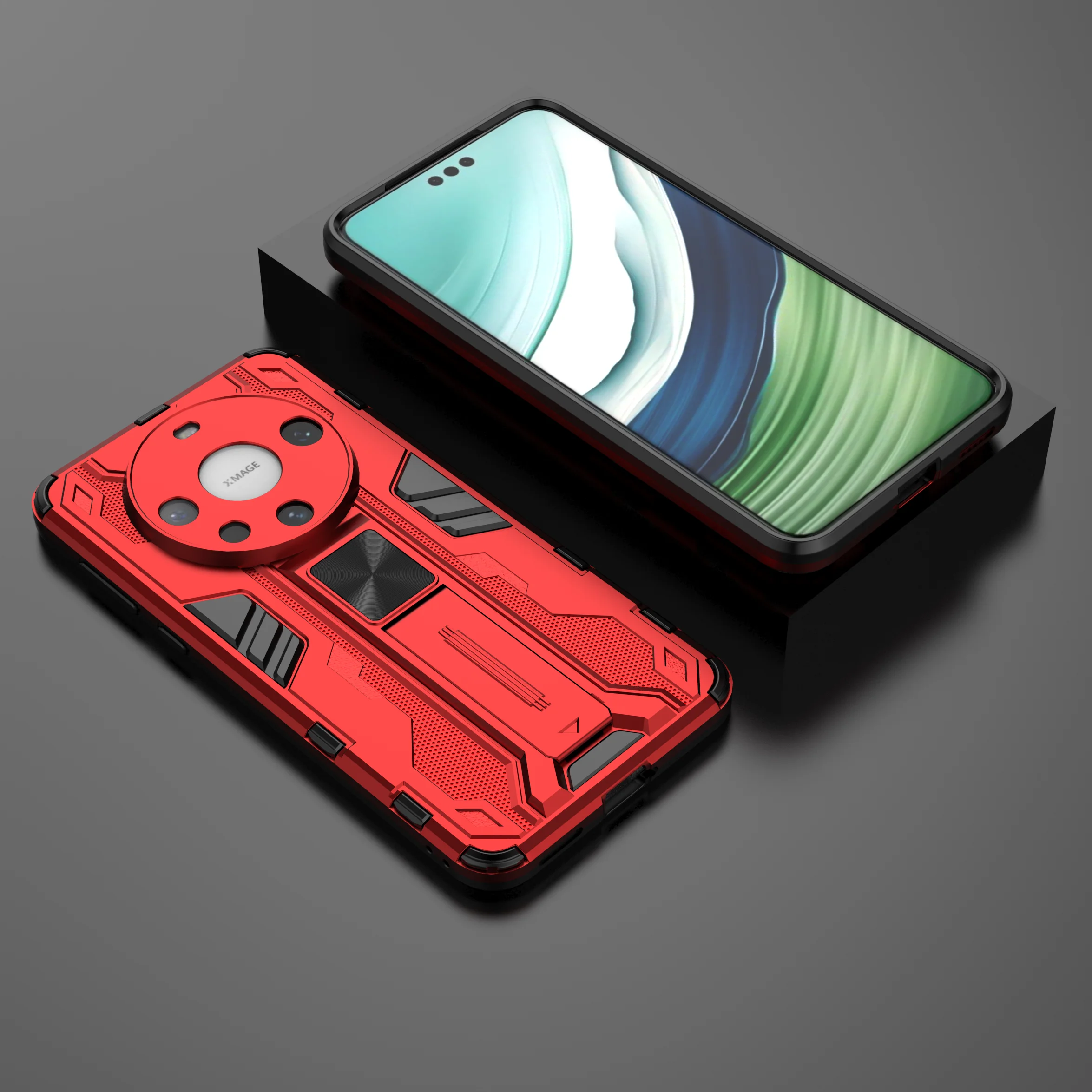 Shockproof Armor Magnetic Case with Holder and Stand - Durable Silicone ...