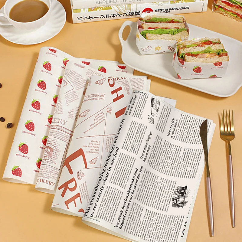 50pcs-28x38cm-Disposable-Hamburger-Sandwich-Wrapper-Waxed-paper-for ...