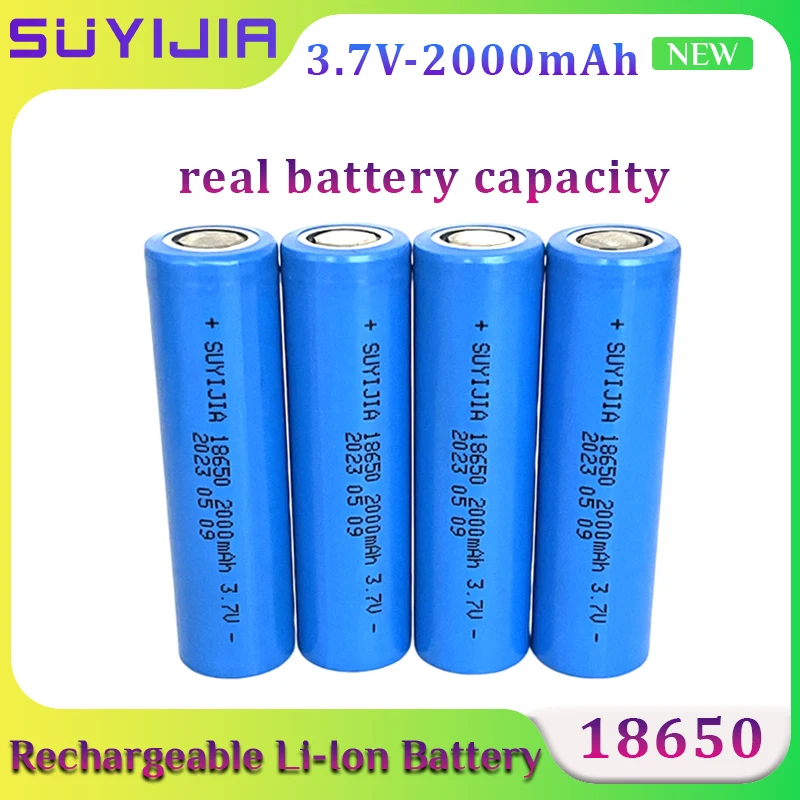 Real Capacity 3.7V 18650 Rechargeable Lithium Battery 2000mAh Suitable ...