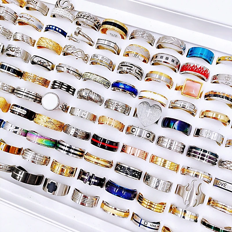 50Pcs-Lot-Classic-High-Quality-Stainless-Steel-Rings-for-Men-and-Women ...