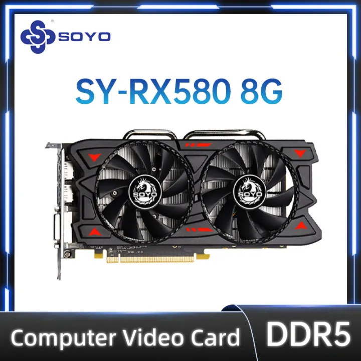 Soyo Novo 100% Original Radeon Placa Gráfica Rx 580 8gb Gddr5 256bit Rx580 Placa Gráfica 8gb ...