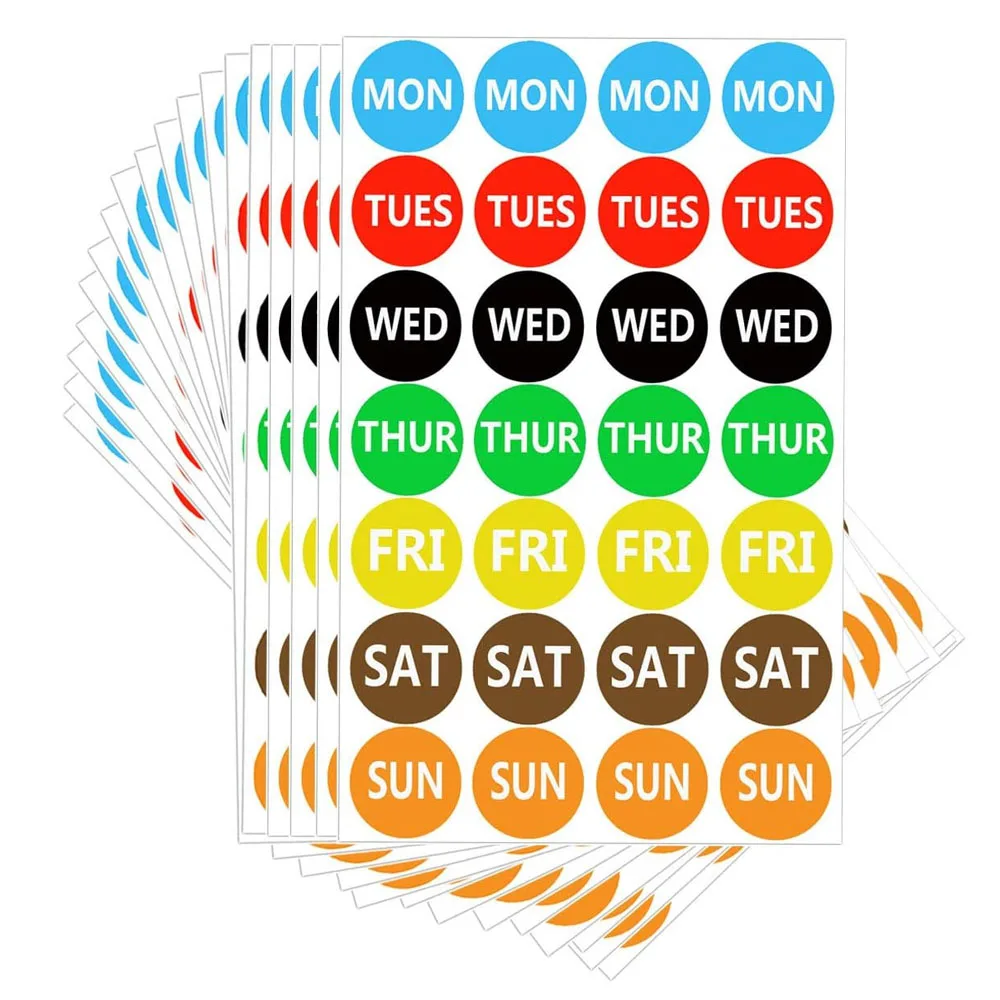 7-Days-of-The-Week-Labels-1inch-Color-Coding-Dot-Self-Adhesive-Weekly ...