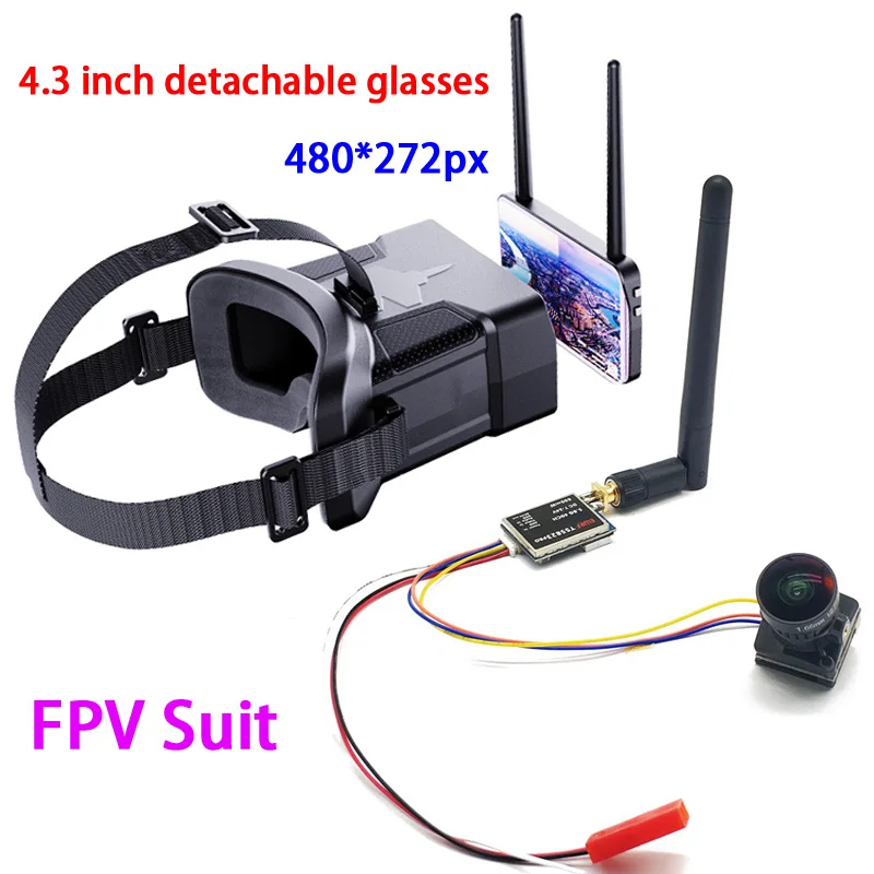 5.8G 48CH FPV Goggles 4.3 Inch Detachable Screen 480*272 with 5.8G 40CH ...