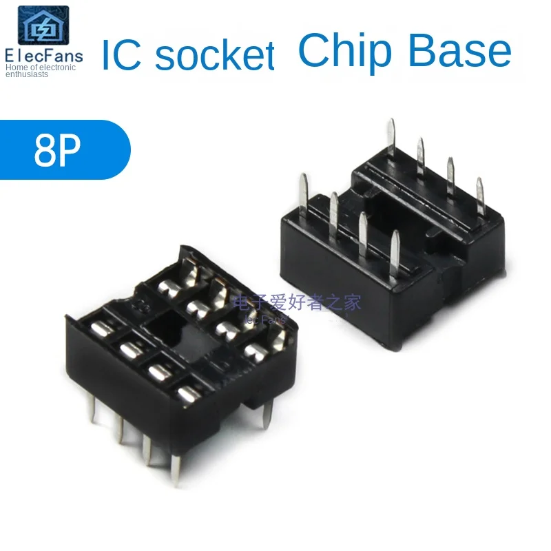 10pcs-8Pin-DIP8-8Pins-square-hole-straight-plug-IC-socket-chip-base-electronic-integrated ...
