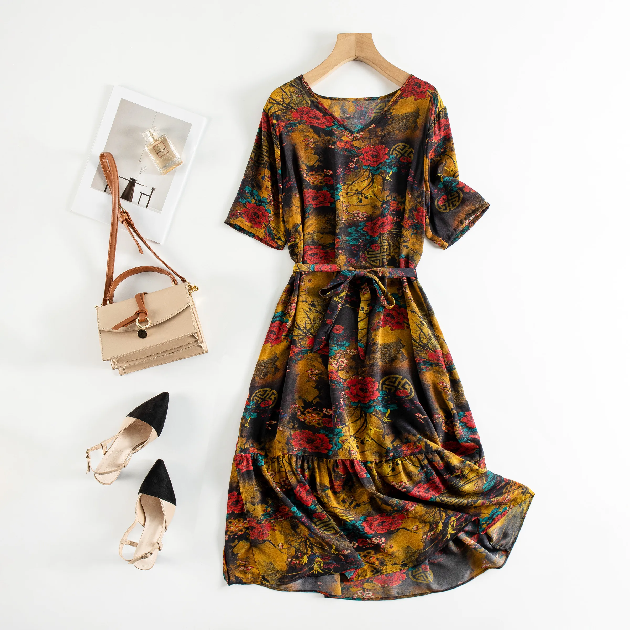 Summer 100% Mulberry Silk Robe for Women Floral Print Loose Slimming ...