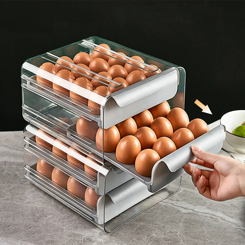 Refrigerator-Kitchen-Egg-Carton-Clear-Drawer-Eggs-Container-Breathable ...