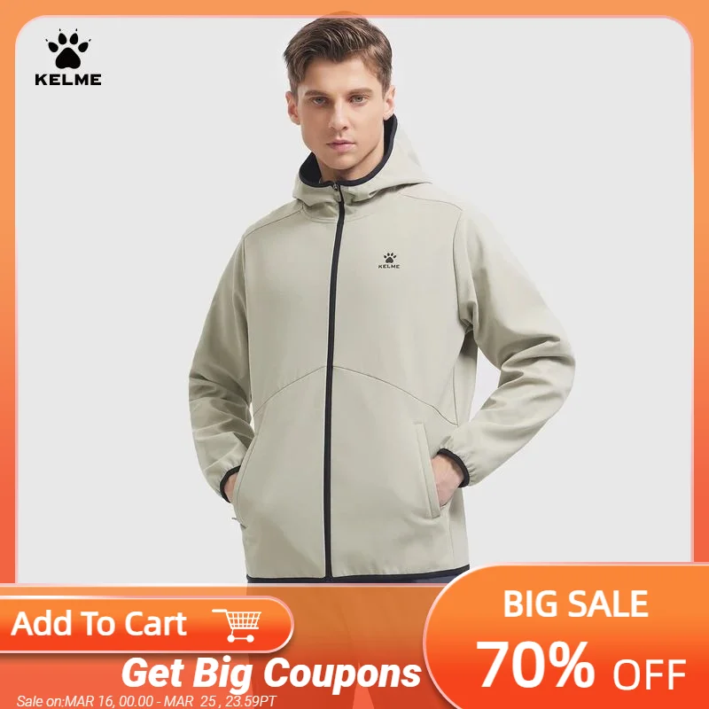 KELME Winter Men's Cotton Jacket Running Training Waterproof OverCoat ...