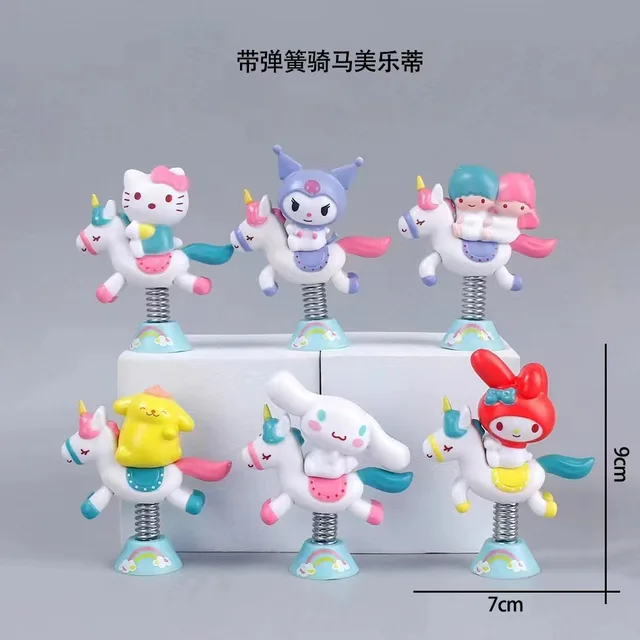 Sanrio Riding Springs Anime Figure Cinnamoroll Hello Kitty Kuromi Doll ...