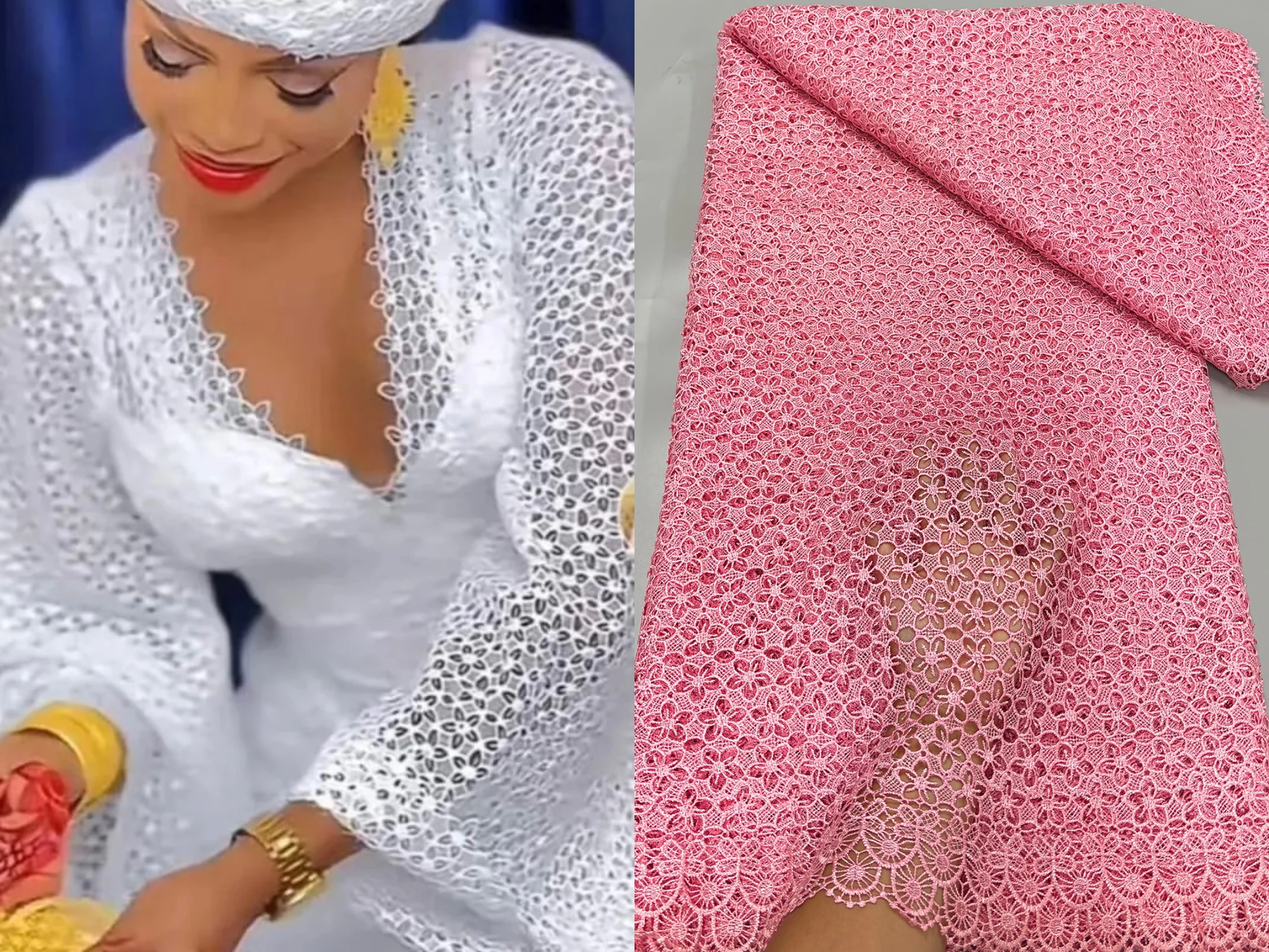 Tissu africain en dentelle Guipure originale, tissu nigérian en ...