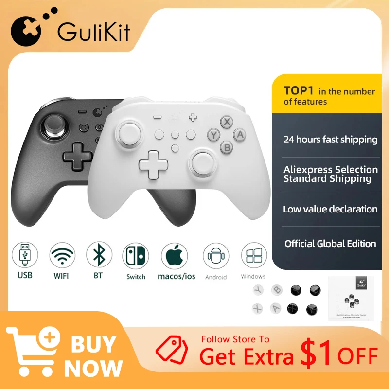 Gulikit 킹콩 2 프로 컨트롤러 무선 블루투스 게임패드 조이스틱 Ns 스위치 윈도우 안드로이드 맥os Ios