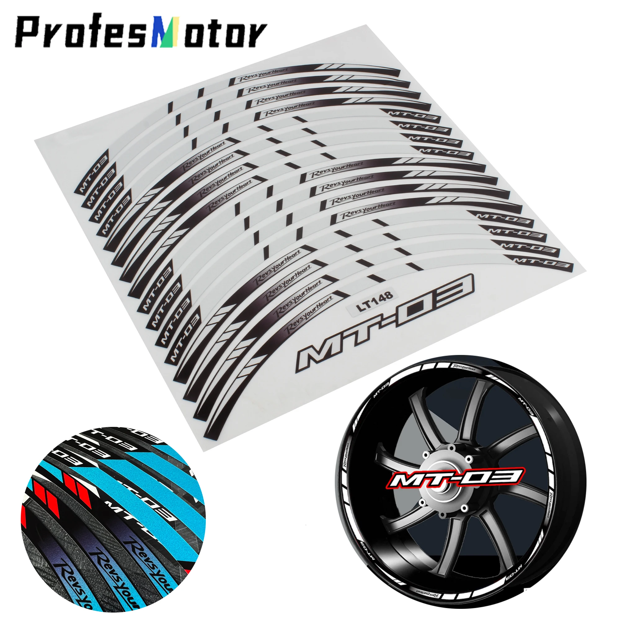 Reflective Motorcycle Rim Sticker Wheel Hub Stripe Tire Decal Tape For ...