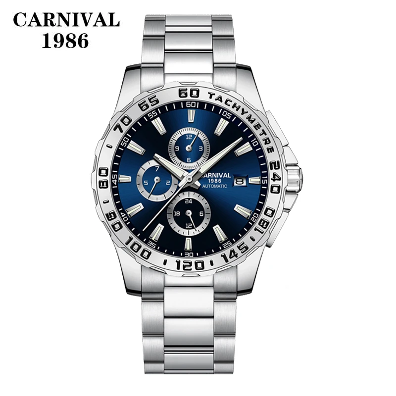 CARNIVAL-reloj mecánico automático para hombre, cronógrafo de pulsera ...