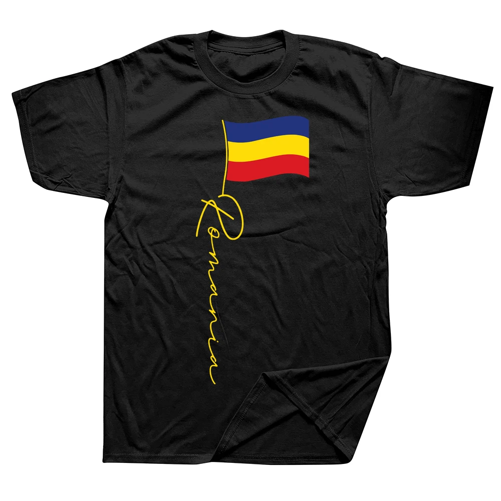 Romania-Signature-Flag-Pole-Romanian-T-Shirts-Summer-Graphic-Cotton ...
