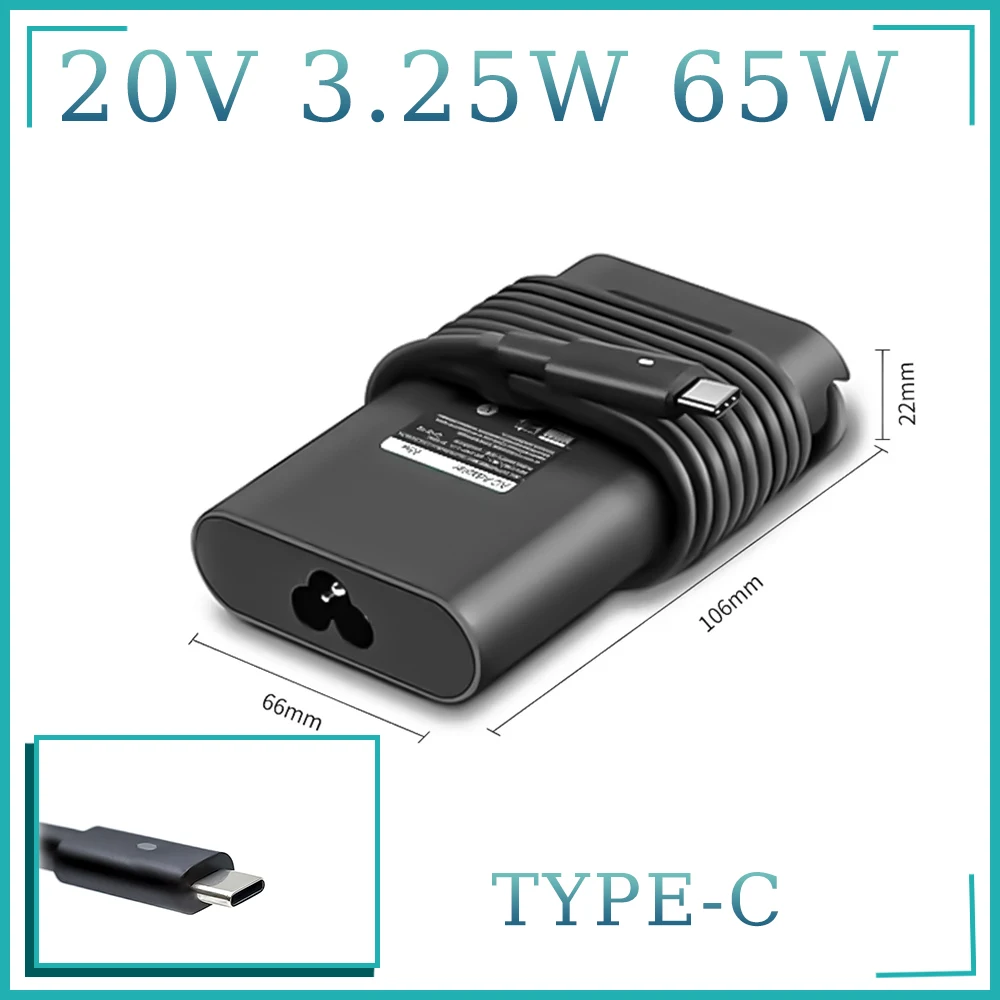 65W USB-C Type-C 20V 3.25A AC Power Adapter Laptop Charger For DELL ...