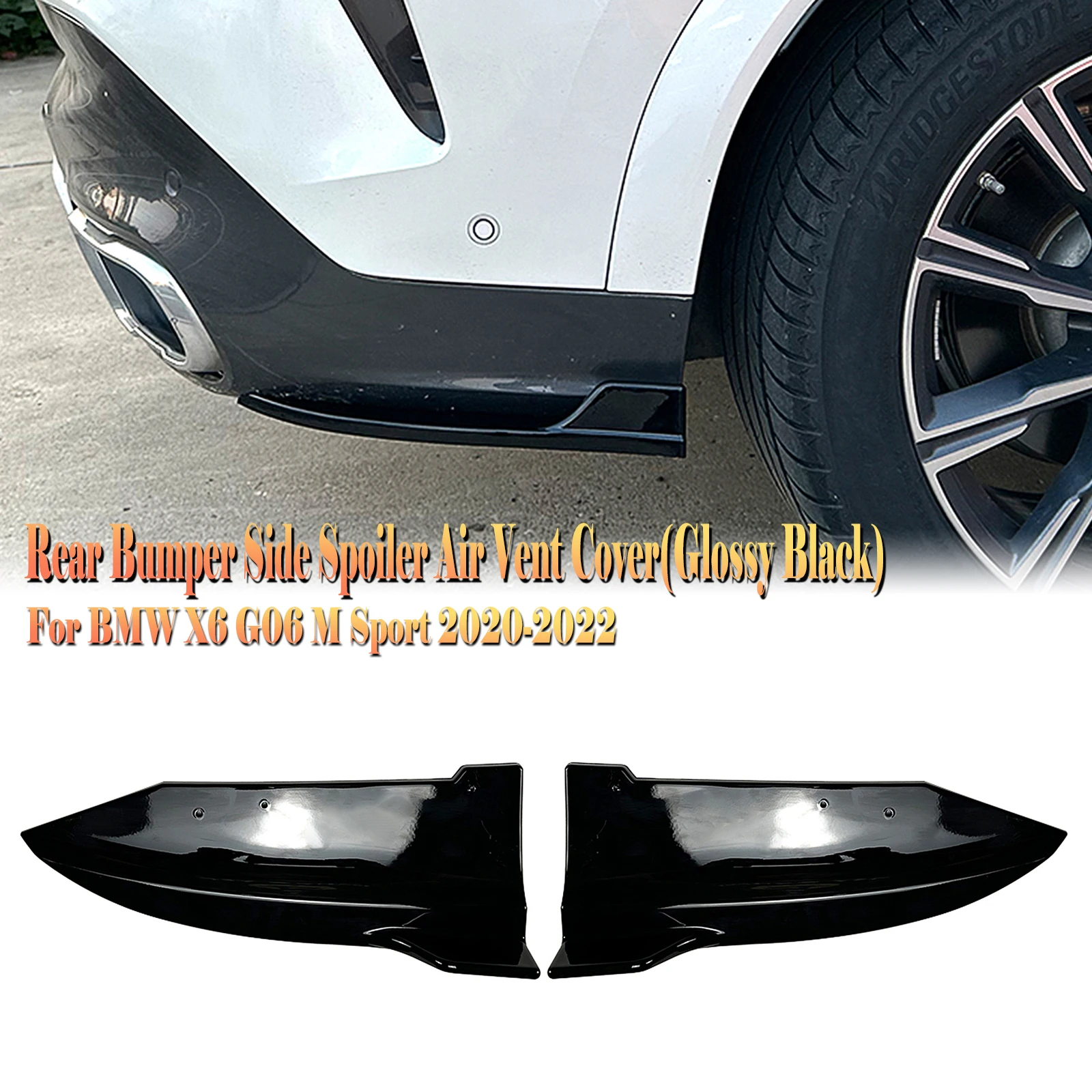 Rear Bumper Side Air Vent Spoiler Cover Lip For BMW X6 G06 M Sport 2020 ...