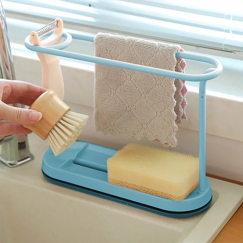 Kitchen Soap Sponges Holder Towel Dishcloth Drainer Drying Rack ...