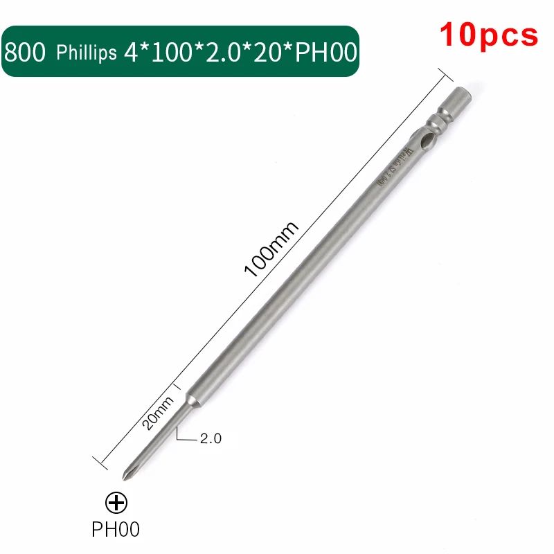 10pcs 100mm Full length Magnetic 800 Round Shank Electric Phillips ...