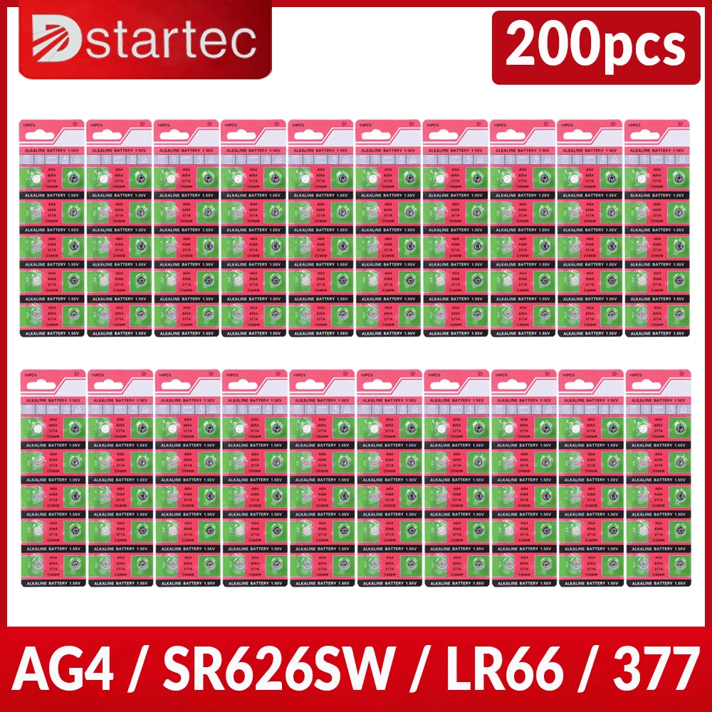 200pcs Ag4 377 Sr626sw Watch Batteries Sr626 177 376 626a Lr66 Lr626 Sr66 Button Cell 1.55v ...