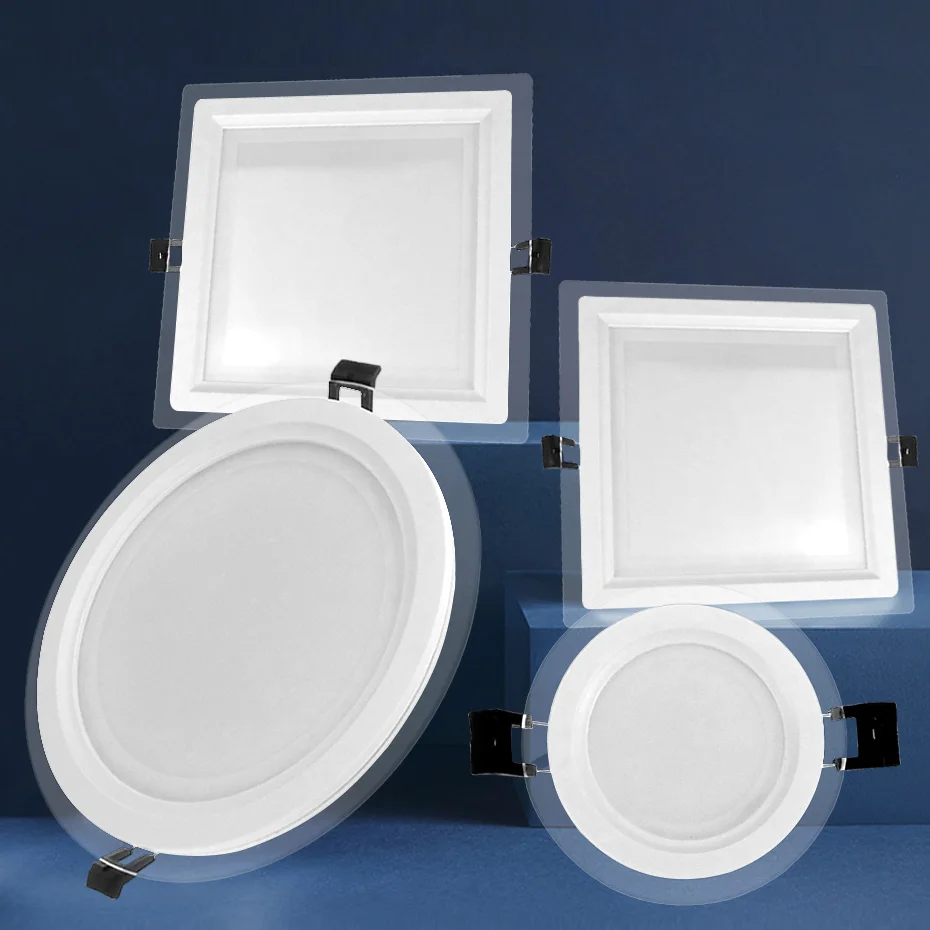 6W-12W-18W-Led-Spot-lights-Panel-Glass-Cover-Ceiling-Lamp-Round-Square ...