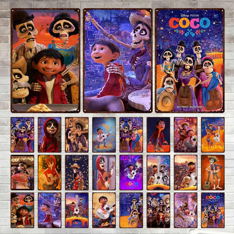 Coco Disney Movie Poster | Retro Cartoon Tin Signs | Plaque Metal Disney - Disney - Aliexpress