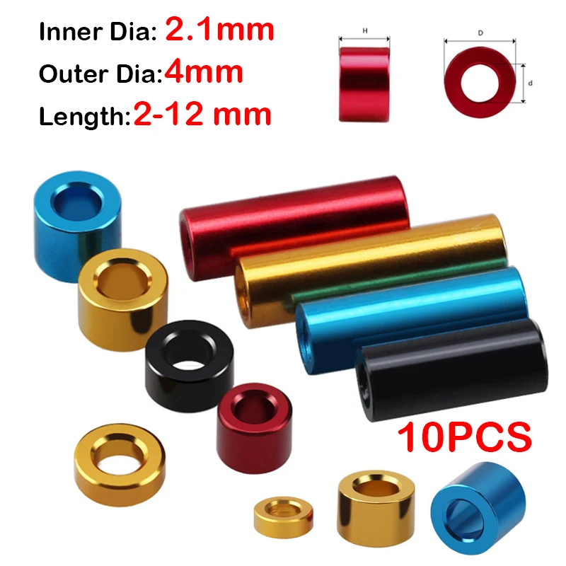 10pcs-ID-2-1-OD-4mm-Aluminum-Alloy-Unthreaded-Bushing-Washer-Round ...