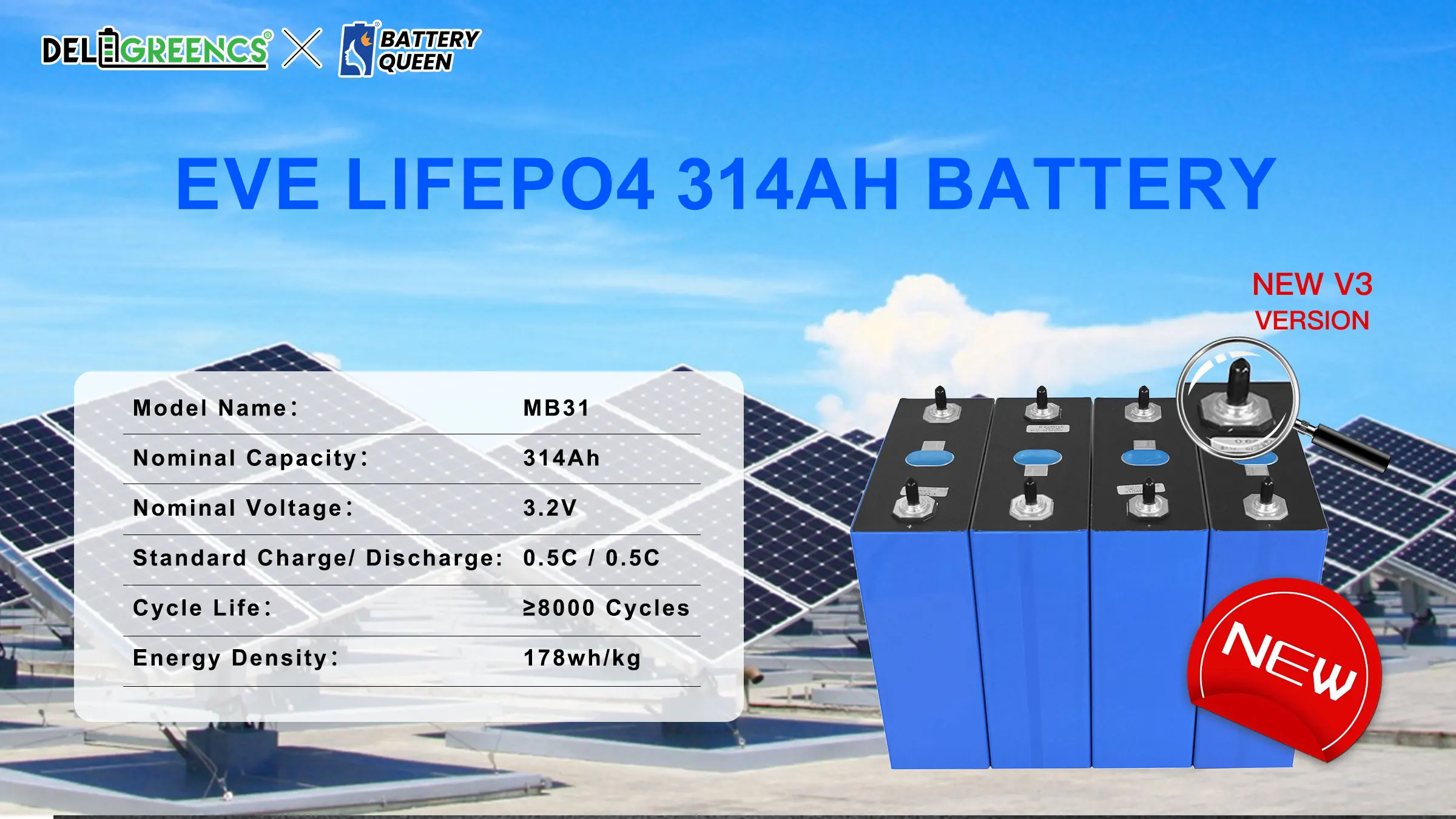 MB31 EVE 314AH LiFePO4 аккумулятор 8000 циклов 48 В 314 Ач ...