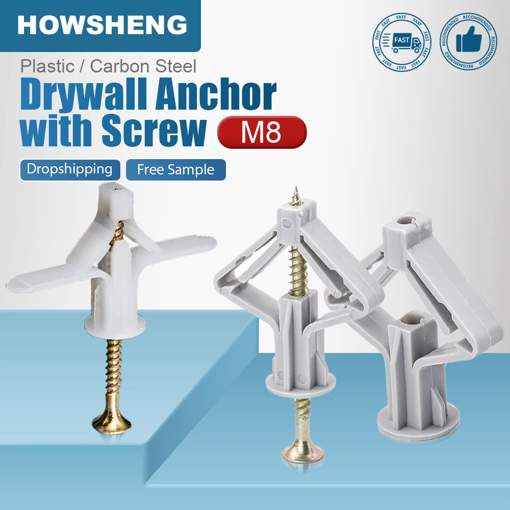 HOWSHENG Butterfly Aircraft Type Expansion Drywall Anchor with Screw M8 ...