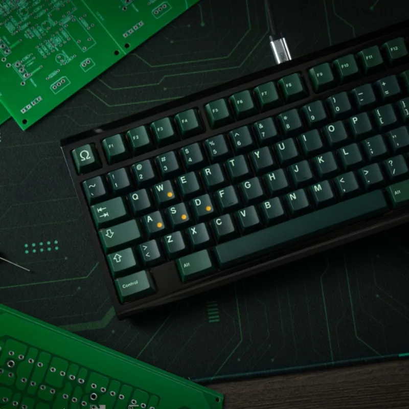 KeyKob OHM:Green Theme Keycap Pbt PC Semi-transparent Cherry Profile ...