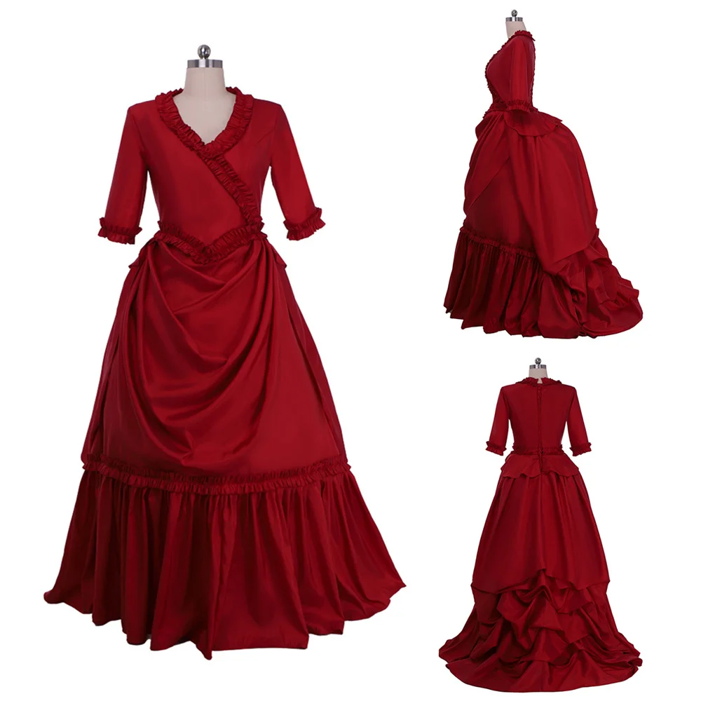 Medieval-Victorian-Renaissance-Red-Bustle-Dress-Retro-Gothic-Vampire ...