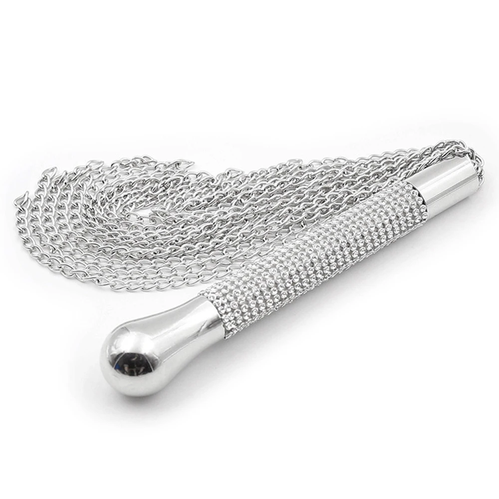 44CM-Metal-Alloy-Chain-Beard-Riding-Whip-With-Crystal-Handle-Horse-Whip ...