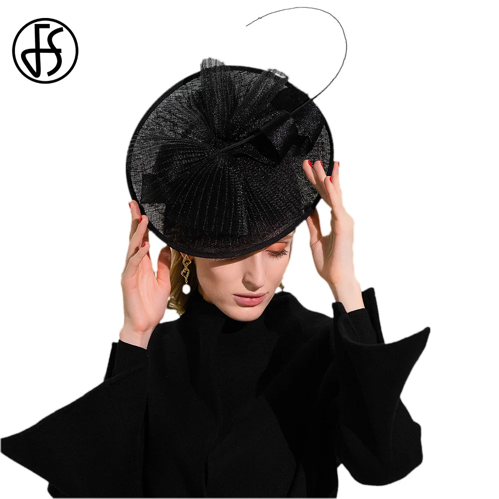 FS Luxury Black Top Hats For Women Formal Occasion Red Derby Cap Lady ...