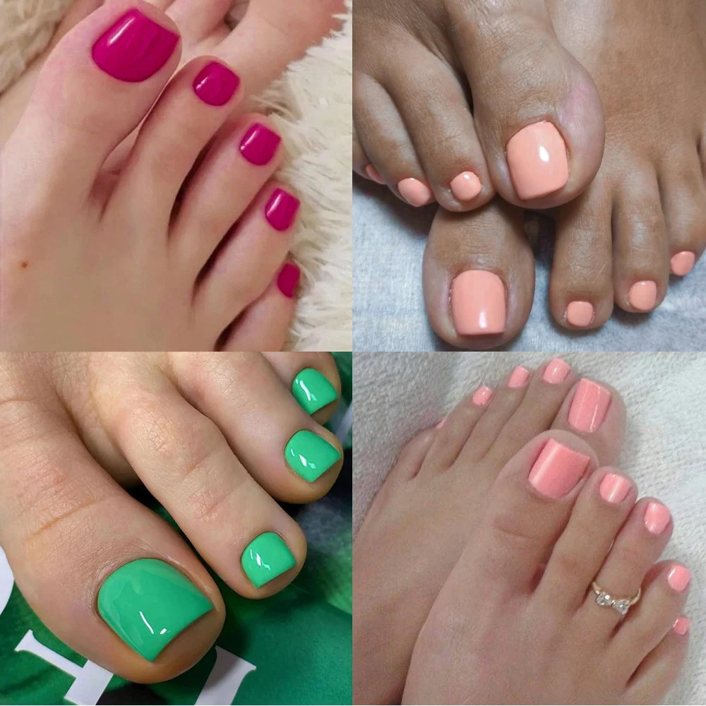 Acrylic-Toenail-Tips-Artificial-Nail-Patches-Short-Square-Nail-Tips ...