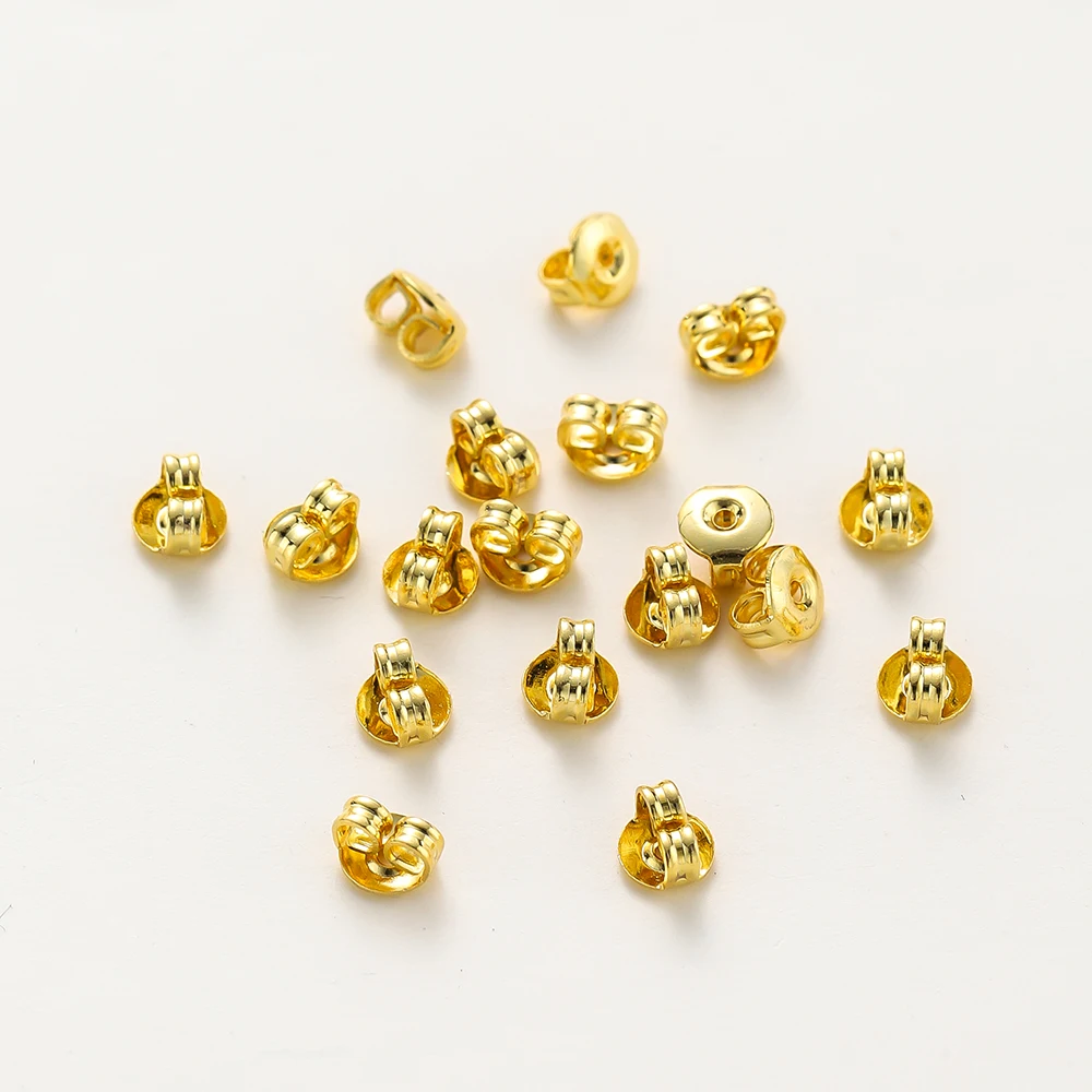 50pcs/lot 14k 18K Gold Earing Back Stoppers Earing Plug Studs Base ...