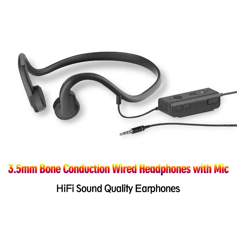 Bone Conduction Wired Headphone High Quality 3.5mm Stereo Bass Noise ...