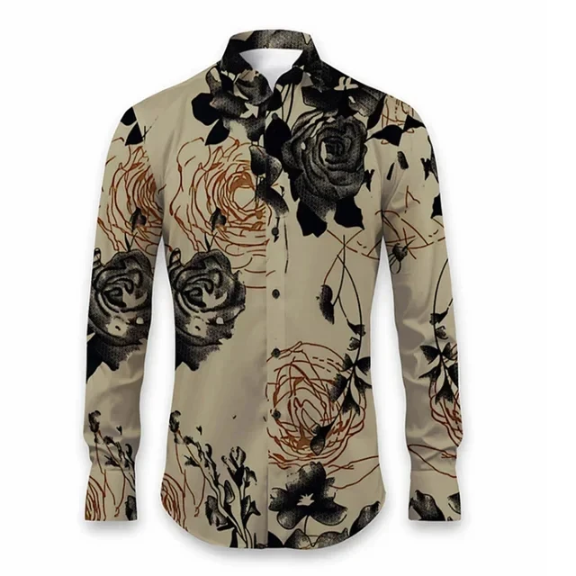 2024-Fashion-3D-Printed-Flower-Pattern-Men-s-Shirt-Casual-Retro ...