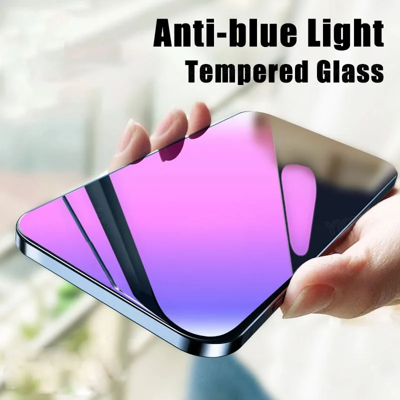 2Pcs Anti Blue Ray Light 9H Tempered Glass for iPhone 6 6S 7 8 Plus X ...