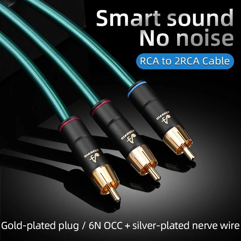 ATAUDIO-Hifi-rca-to-2rca-Y-Adapter-Subwoofer-Y-Cable-Audio-Cable-Rca-To ...