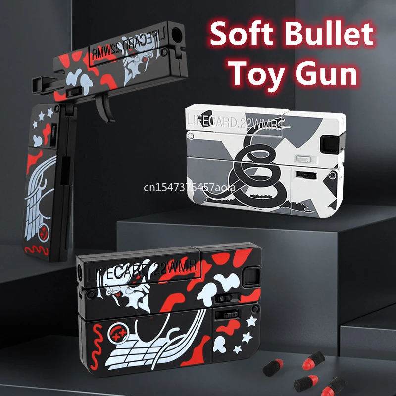 New Life Card Metal Foldable Soft Bullet Toy Gun Foam Ejection Darts ...