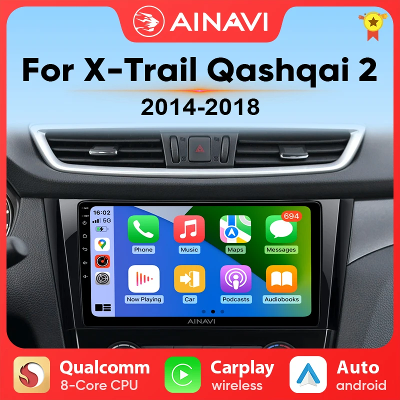 Ainavi Car radio For Nissan X-Trail 3 T32 Qashqai J11 2 2014-2017 Carplay Android auto Qualcomm ...